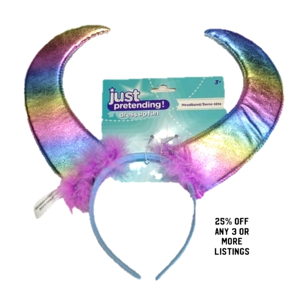 Costumes | Rainbow Devil Horns Faux Fur Metallic Costume Dress Up Hair ...